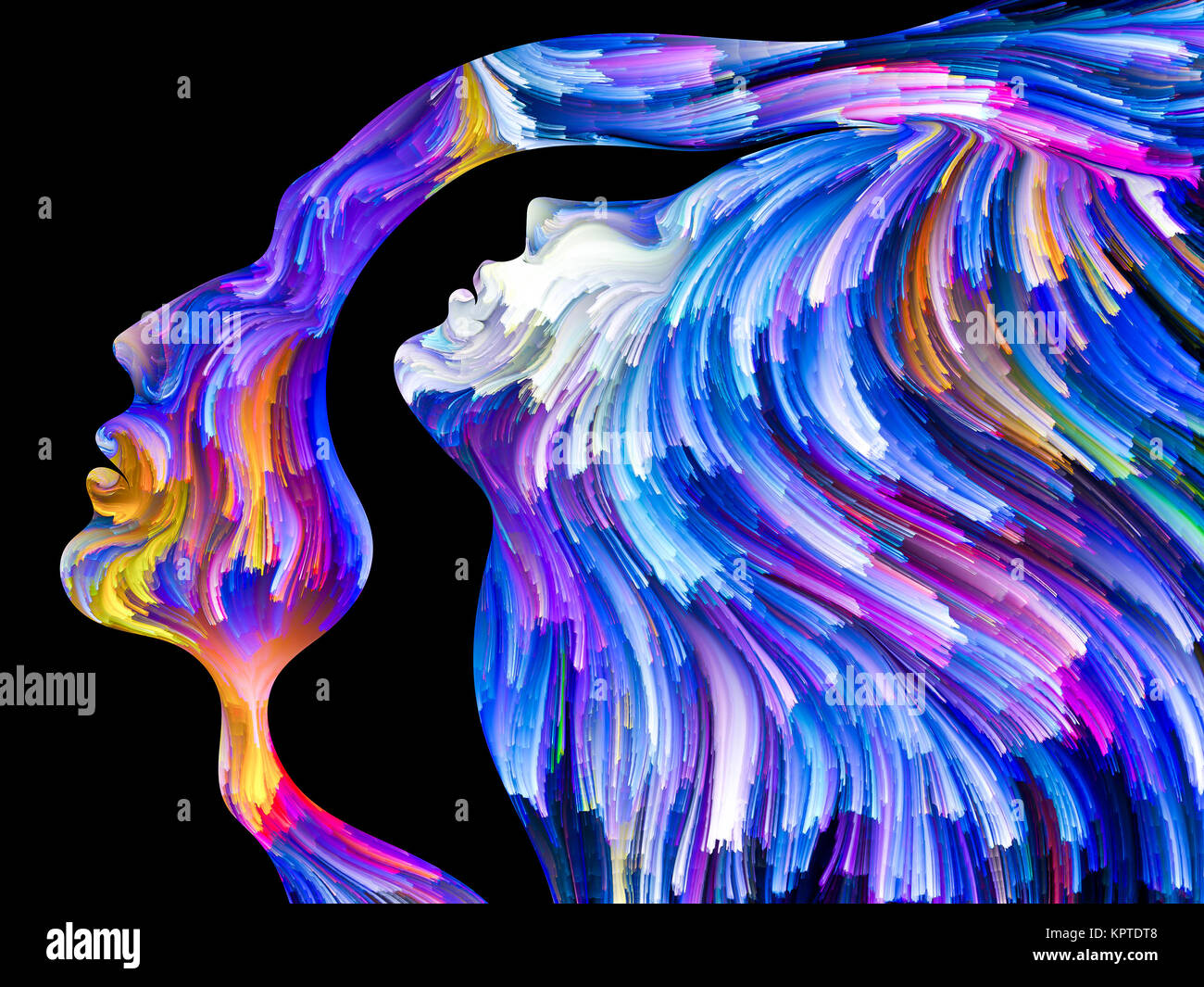Colors In Us series. Interplay of Human profiles and swirls of colorful ...