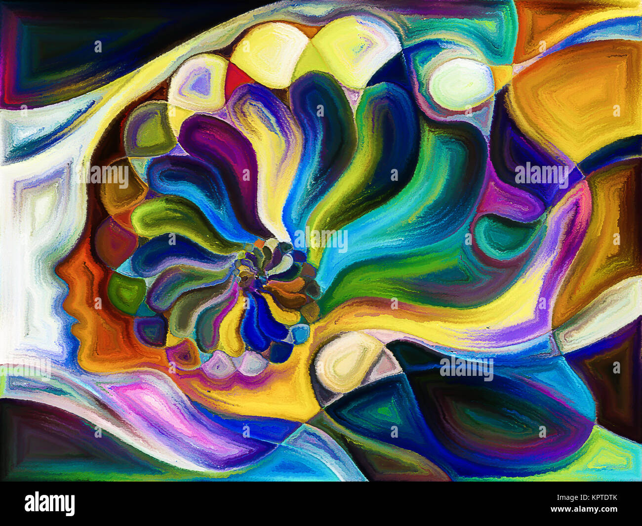 Life Geometry series. Composition of human profile and geometric design ...