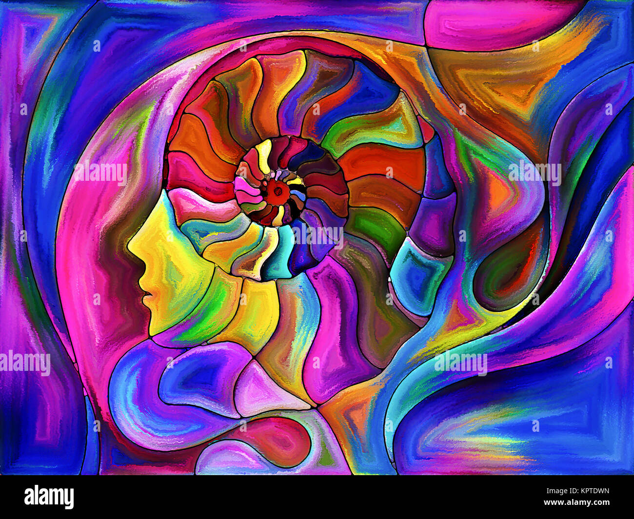 Life Geometry series. Abstract design made of Human profiles and ...