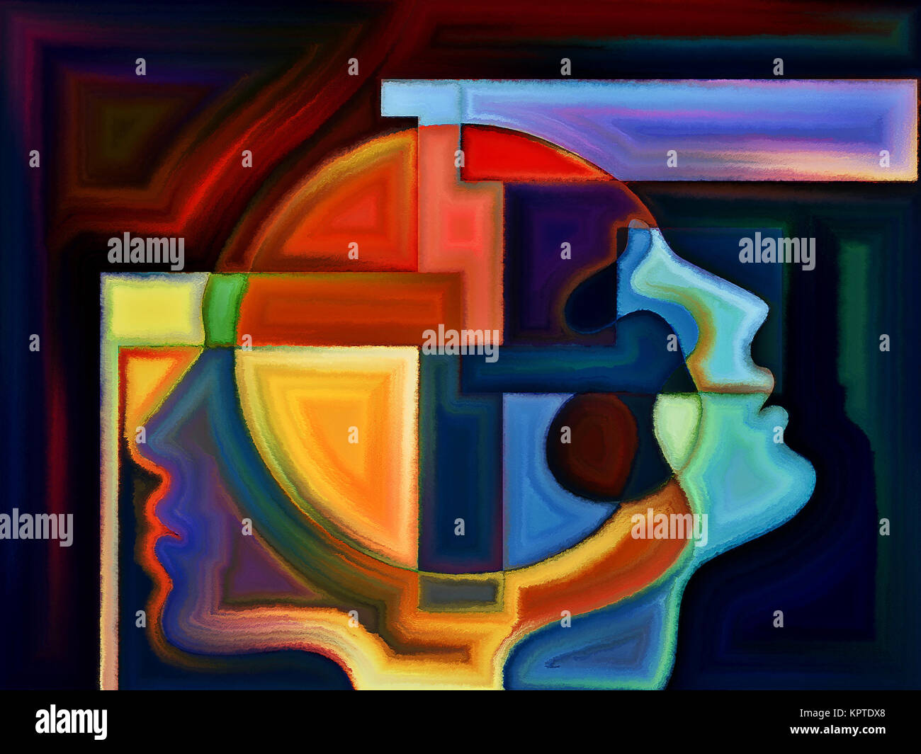 Thinking Divided series. Composition of human profiles and stained ...