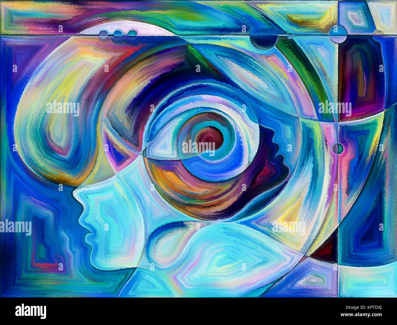 Thinking Divided series. Composition of human profiles and stained ...