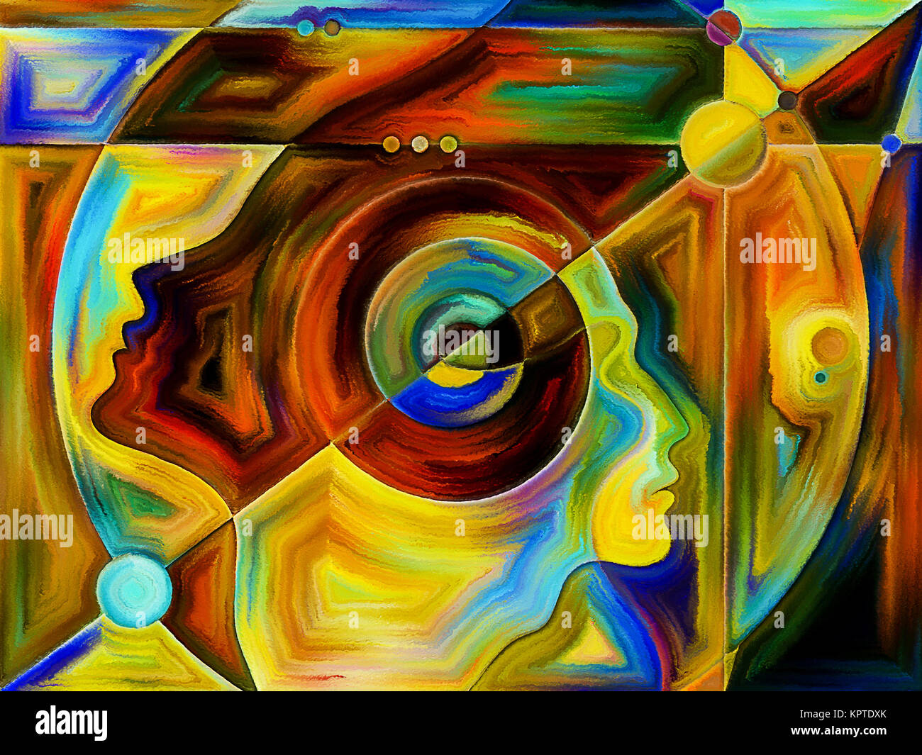 Thinking Divided series. Composition of human profiles and stained ...