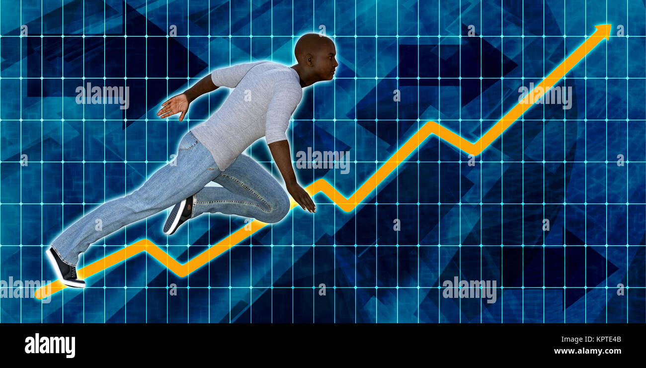 Black Businessman Running with Chart Graph Background Art Stock Photo ...