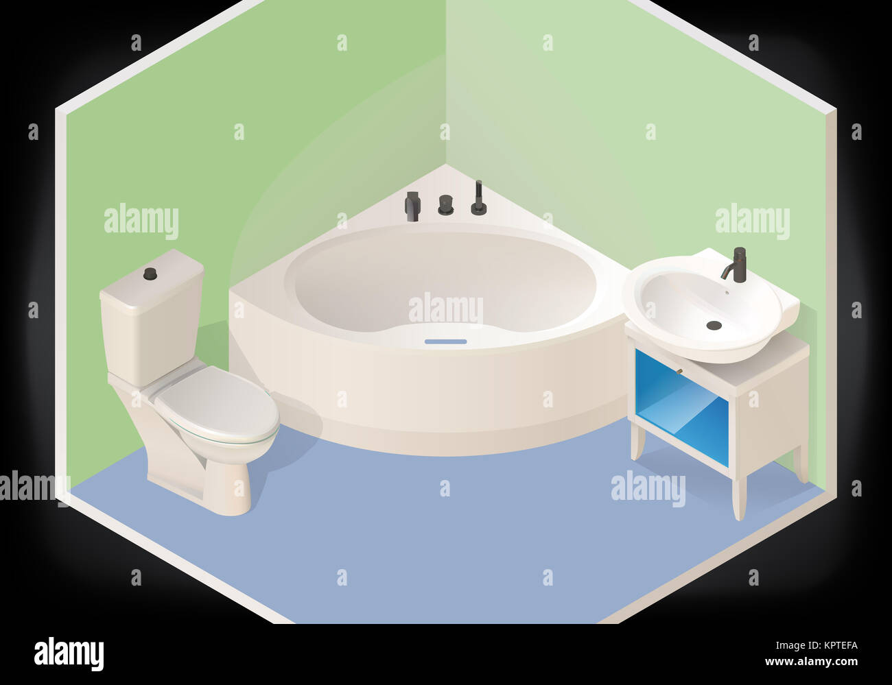 Bathroom isometric flat vector 3d illustration. Cartoon bathtub ...