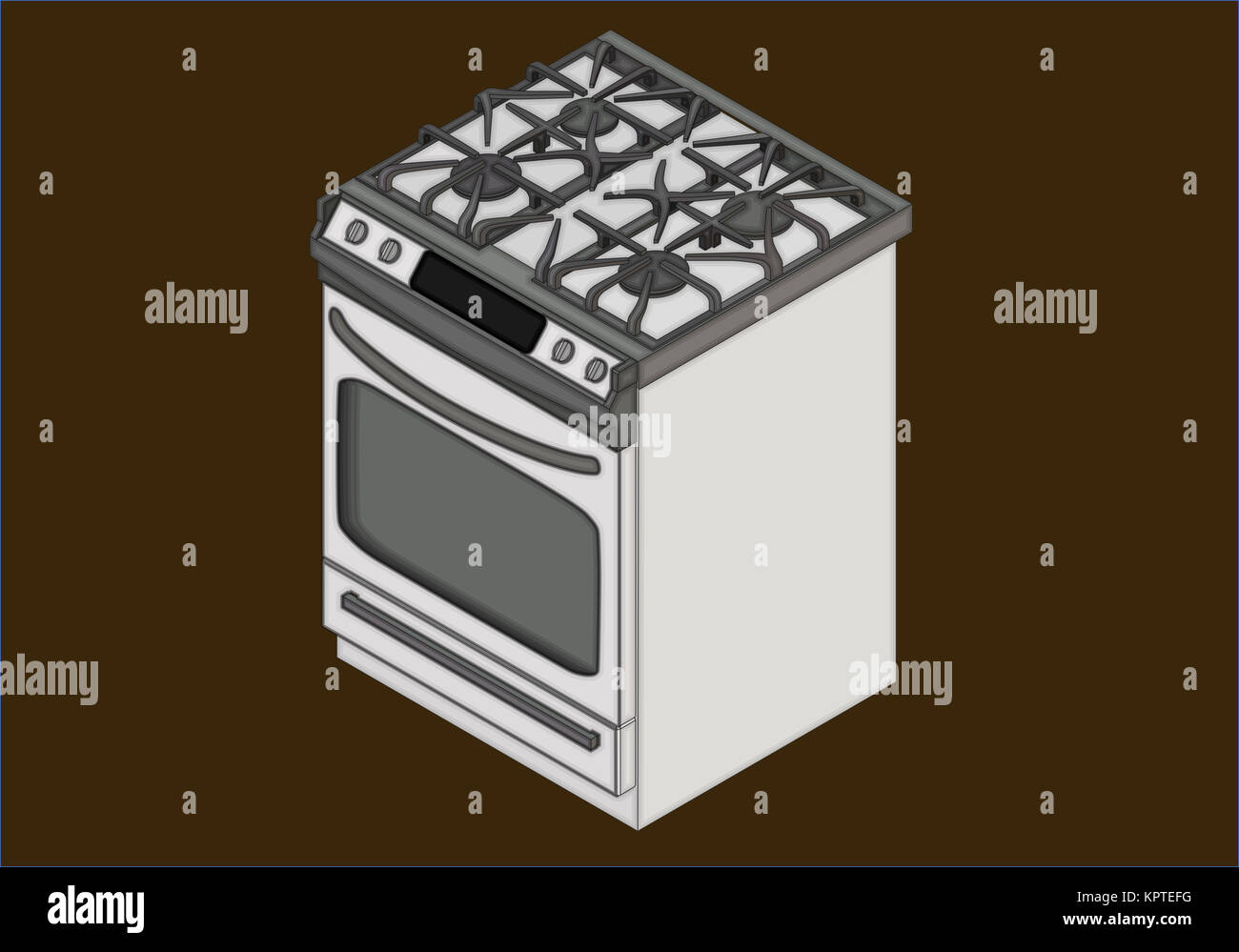Gas stove with four burners isometric flat vector 3d illustration Stock ...