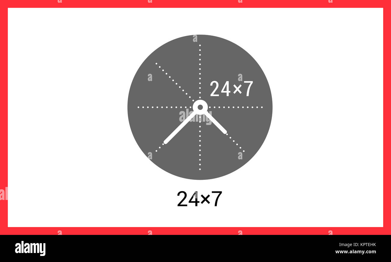24x7 working time contour outline vector icon. Around the clock linear ...