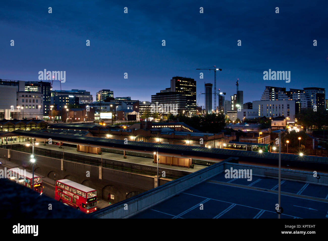 Moor Street railway station in Birmingham in Great Britain by night ...
