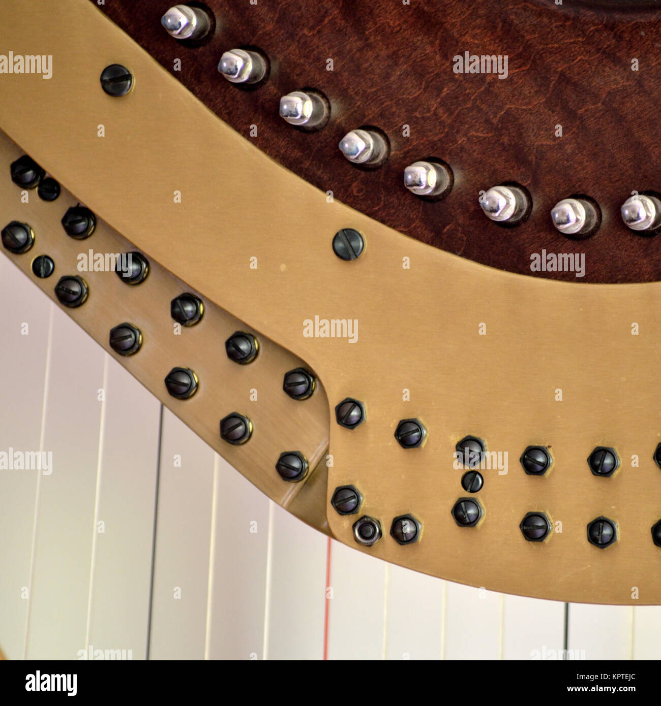 Closeup of the mechanisms of a concert grand pedal harp Stock Photo - Alamy