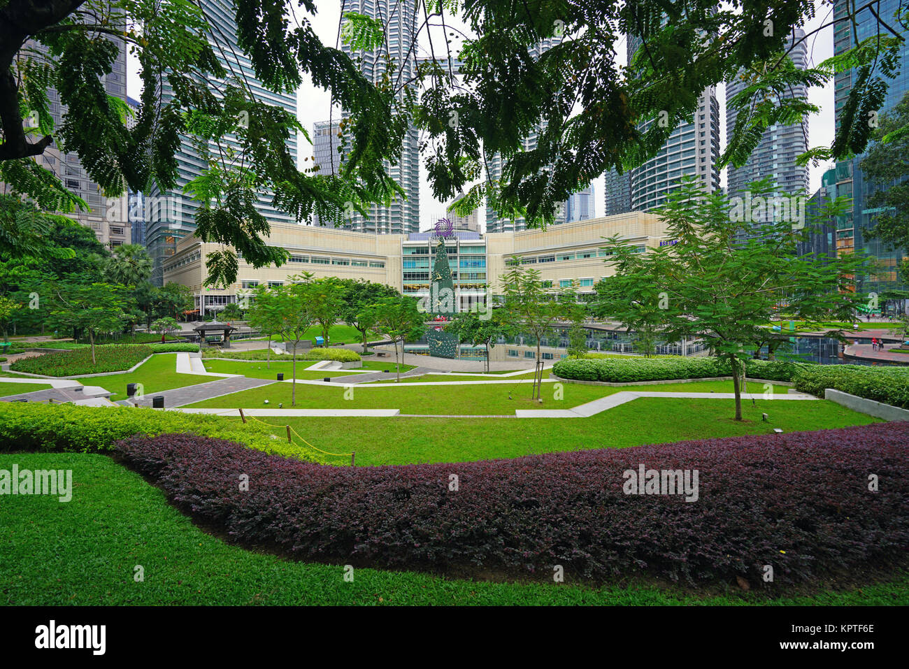 View of the KLCC Park, a public garden close to Suria KLCC shopping ...