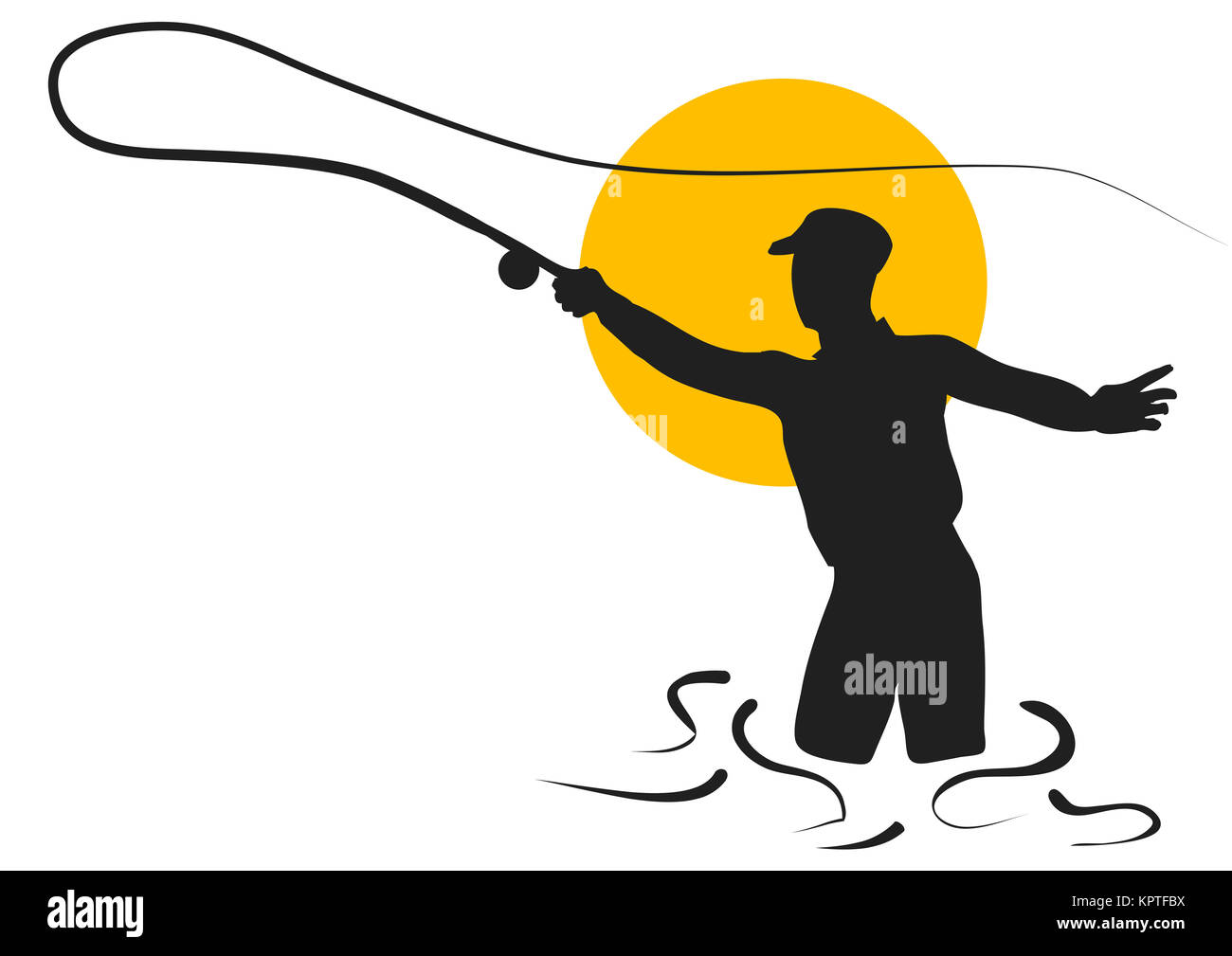 Fly Fisherman Silhouette