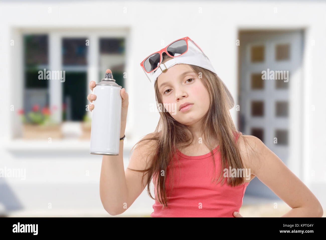 young girl with a spray can Stock Photo - Alamy