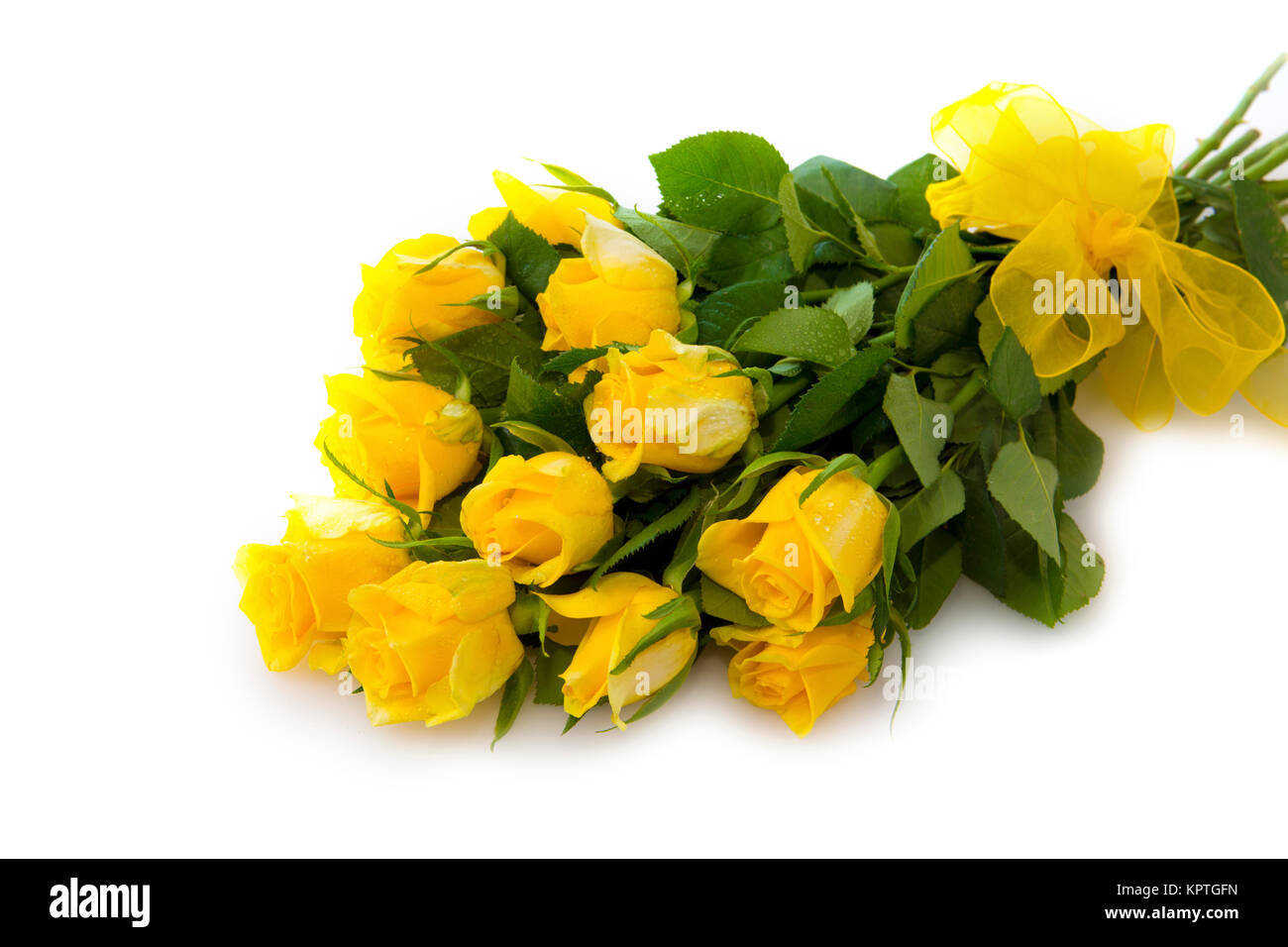 Yellow rose bouquet isolated on white background Stock Photo - Alamy