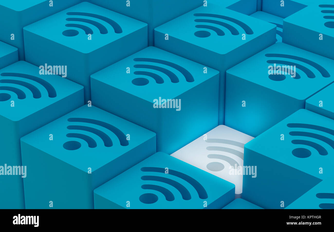 3D Wi Fi Wireless Network Symbols Stock Photo - Alamy
