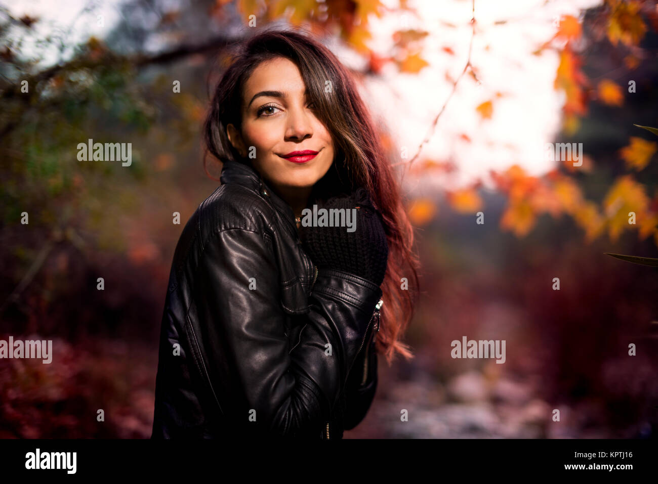 Beautiful woman nature fall hi-res stock photography and images - Alamy