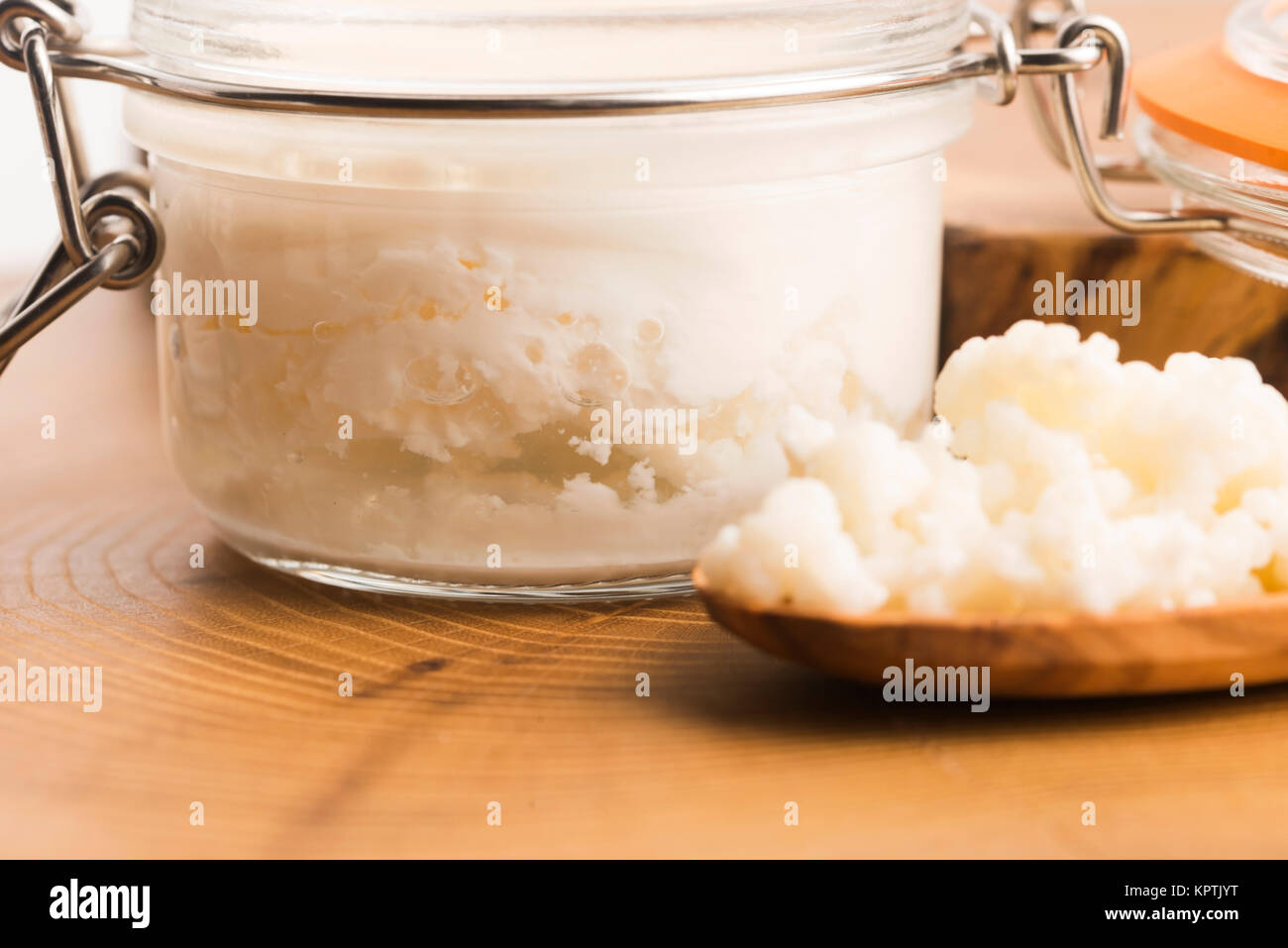 Organic probiotic milk kefir grains Stock Photo - Alamy