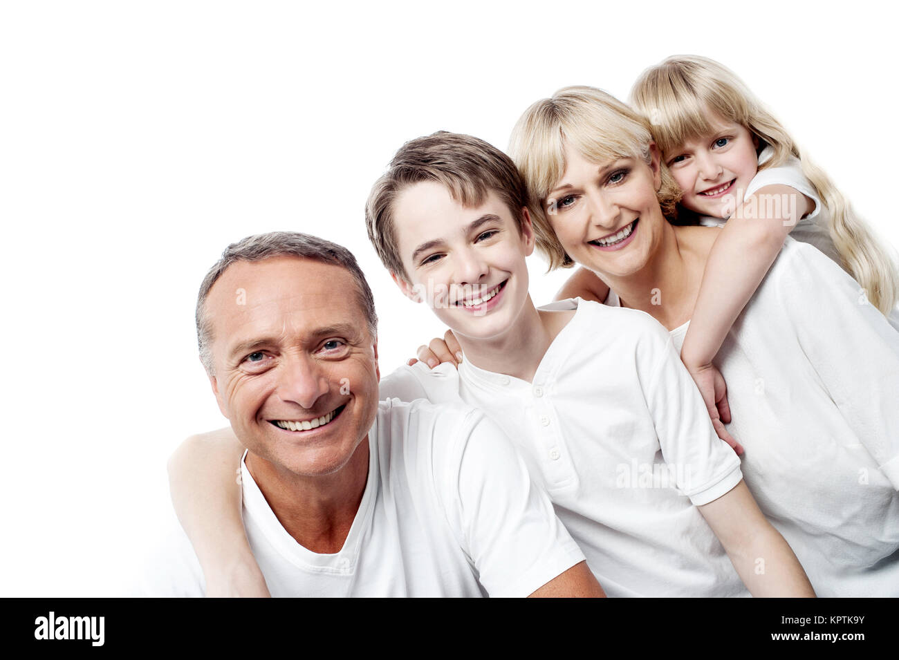 Happy family posing to camera Stock Photo - Alamy