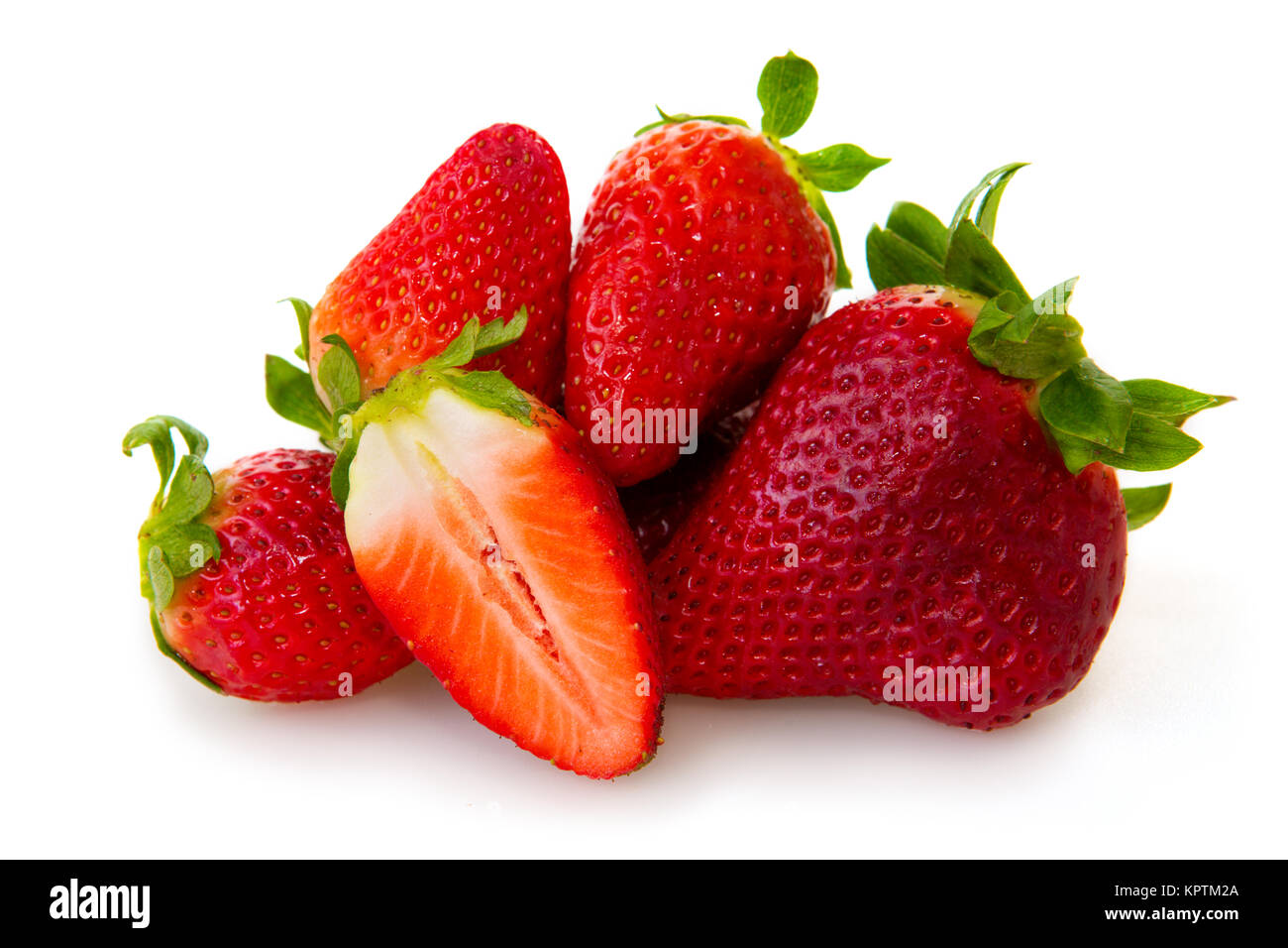 Red sweet strawberrys isolated on white background Stock Photo - Alamy