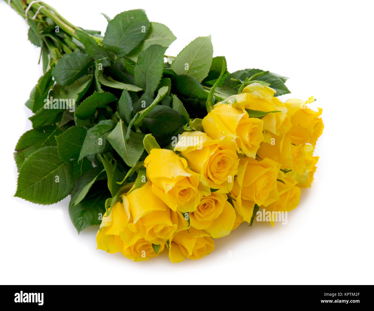 Yellow rose bouquet isolated on white background Stock Photo - Alamy