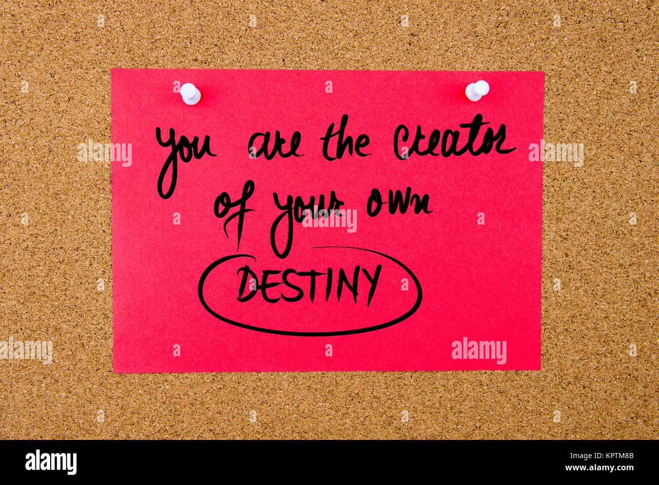 Red paper note with handwritten text on cork board Stock Photo - Alamy