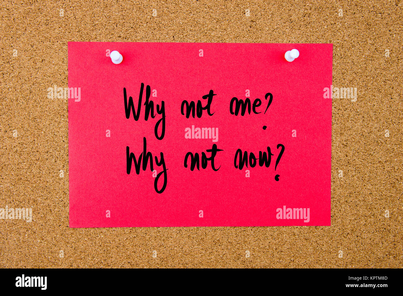 Red paper note with handwritten text on cork board Stock Photo - Alamy