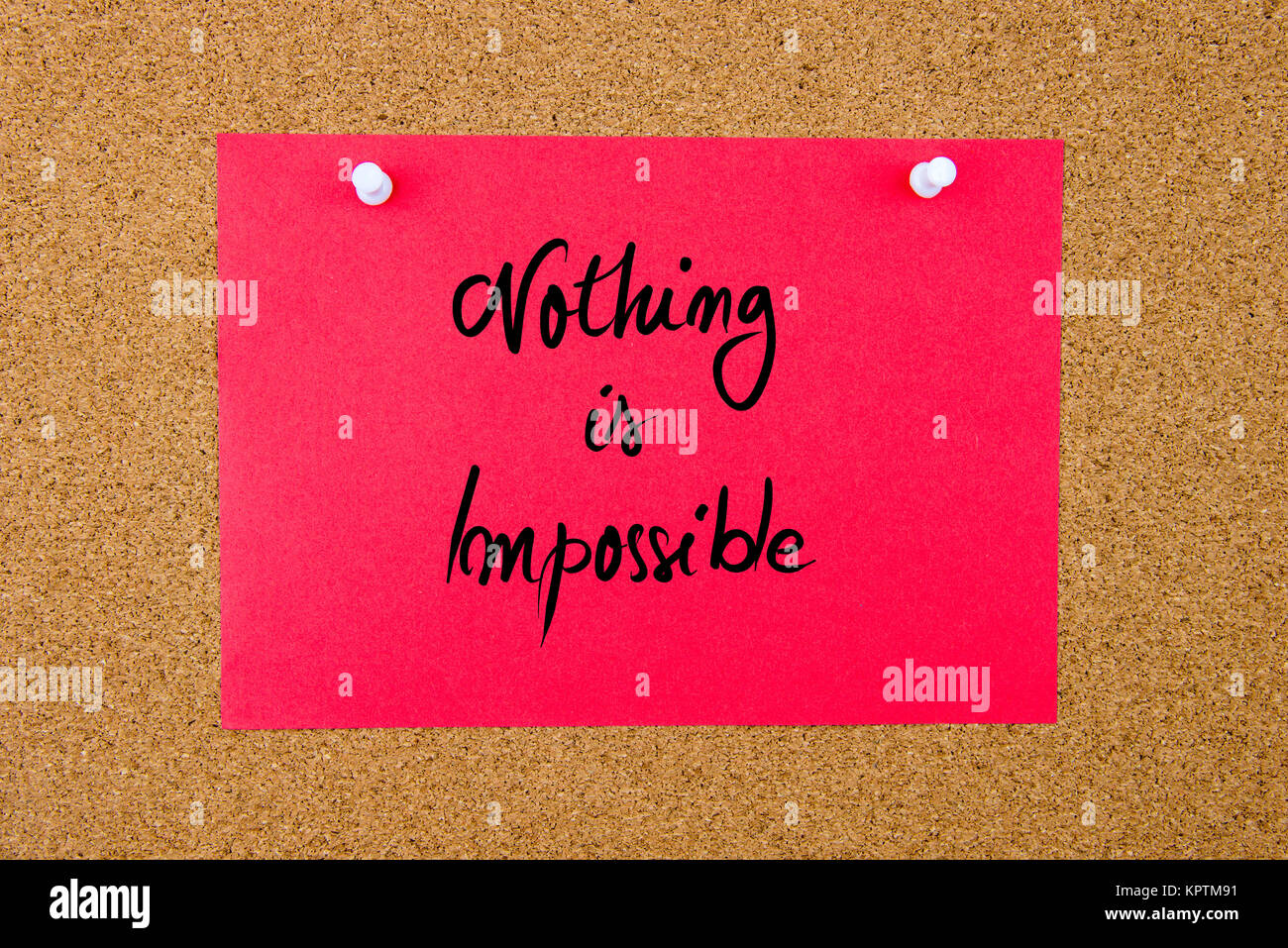Red paper note with handwritten text on cork board Stock Photo - Alamy