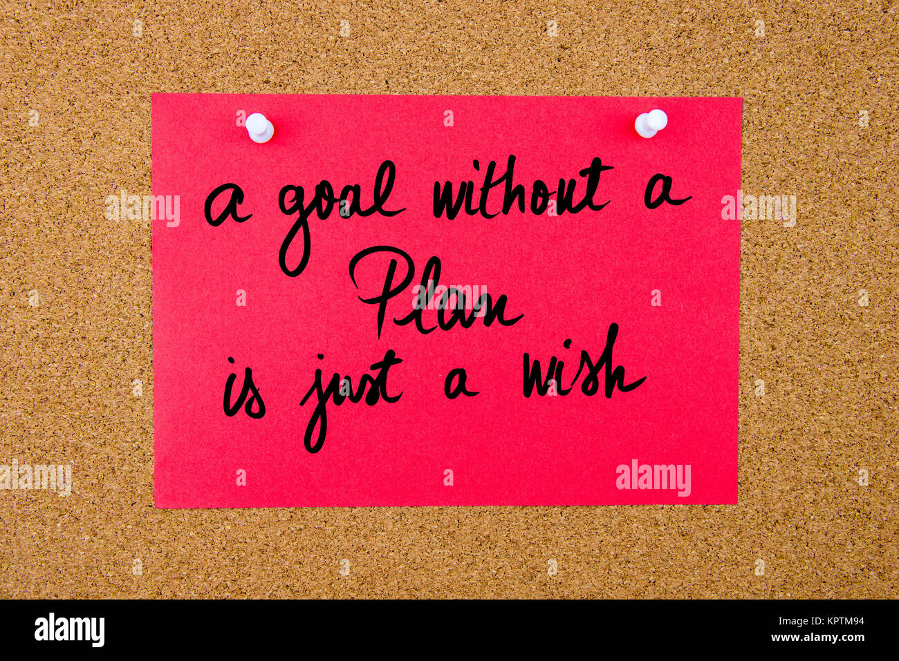 Red paper note with handwritten text on cork board Stock Photo - Alamy