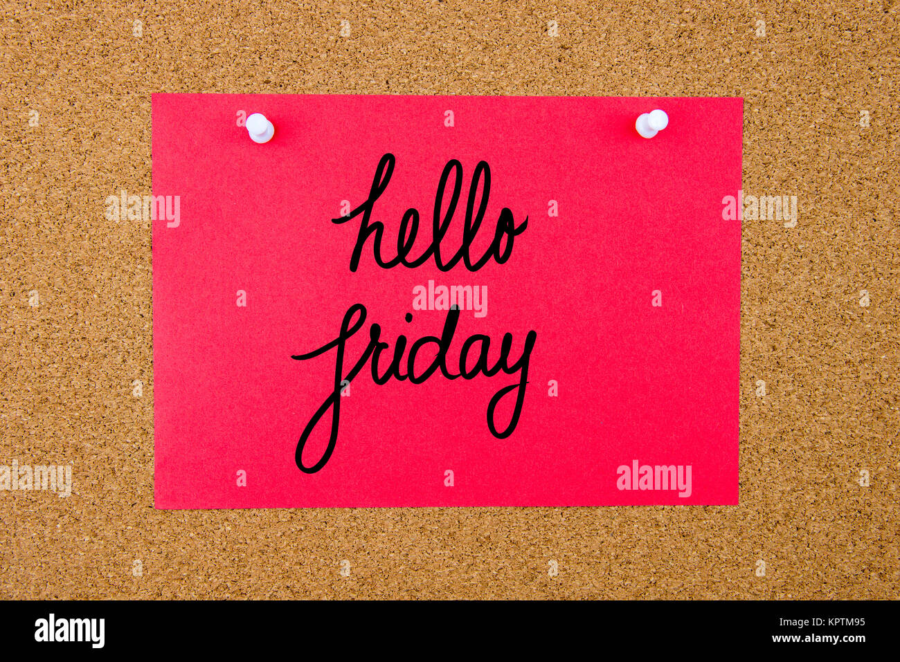 Red paper note with handwritten text on cork board Stock Photo - Alamy