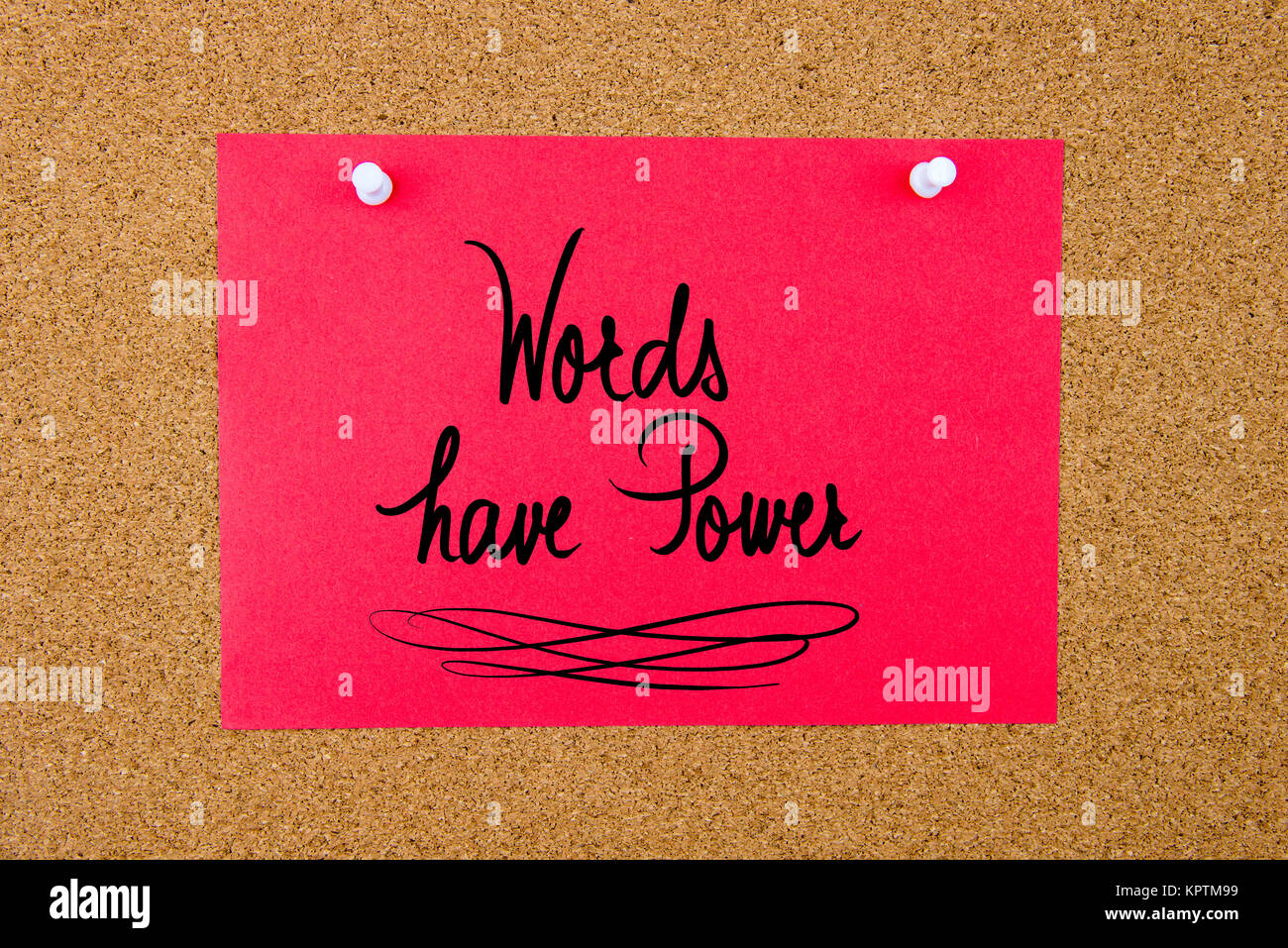 Red paper note with handwritten text on cork board Stock Photo - Alamy