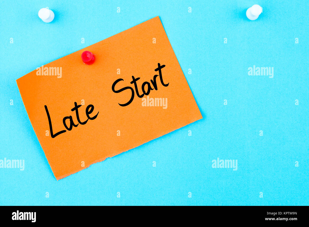 Late Start written on orange paper note Stock Photo - Alamy