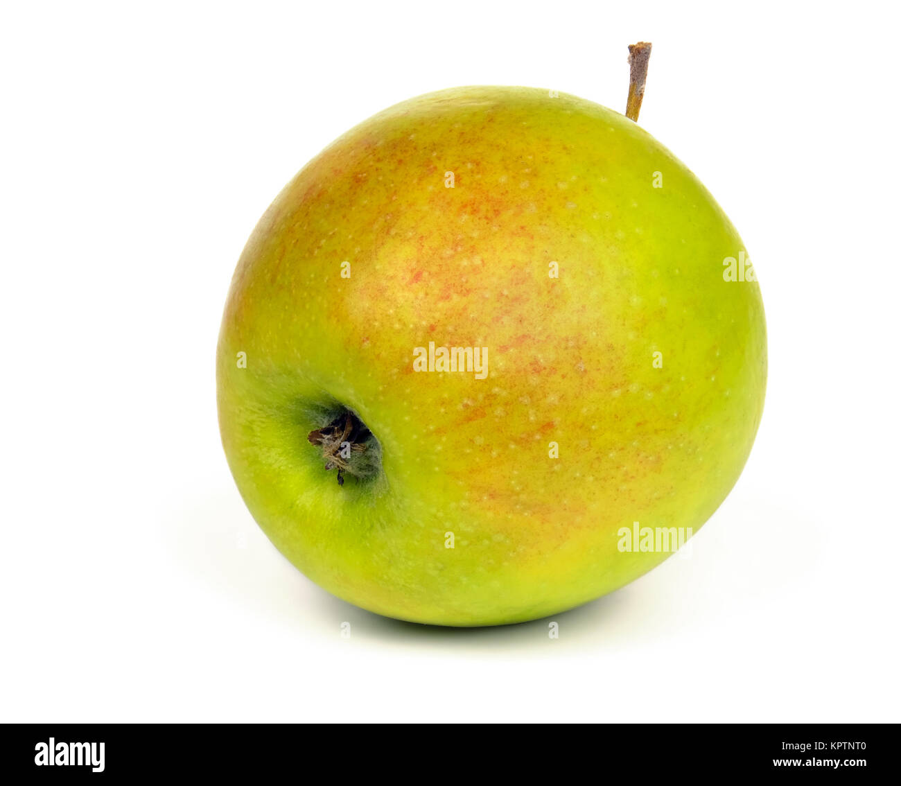Ripe green apple with red spots isolated on white background Stock ...