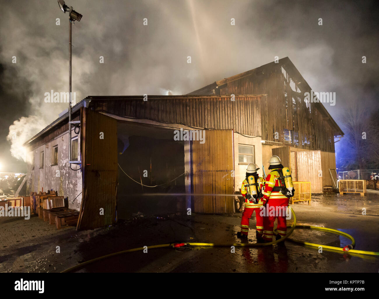 Fire brigade in night operation Stock Photo - Alamy
