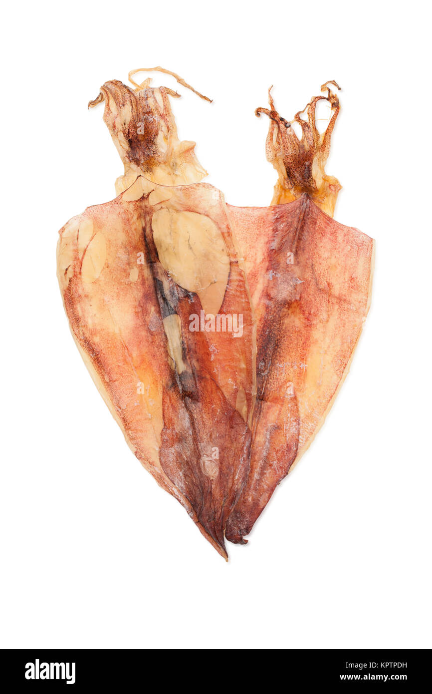 dried squid isolated on white background with path Stock Photo - Alamy