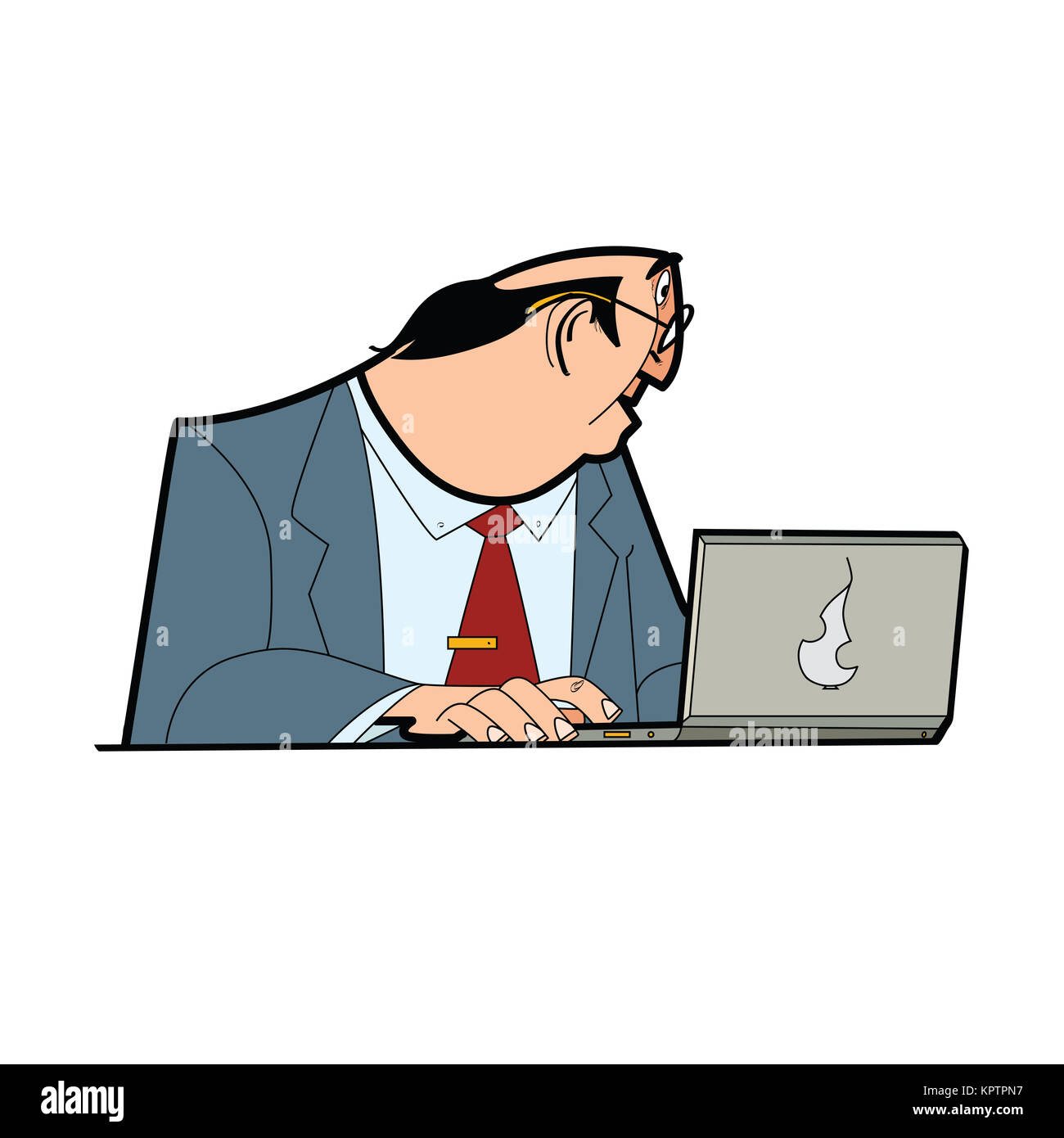 businessman boss behind the laptop. The laptop computers. Internet ...