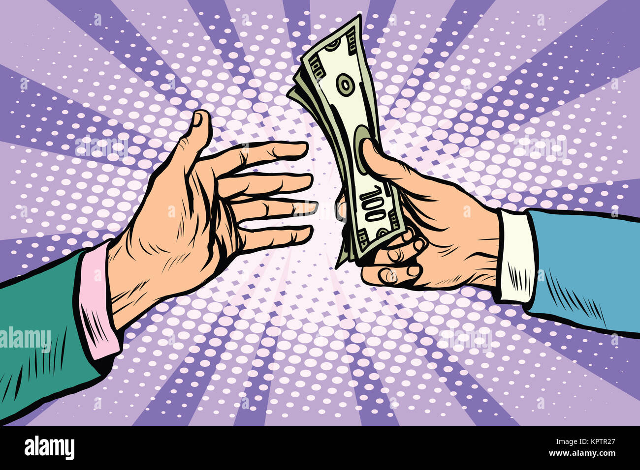 Buy sale dollars cash pop art retro style. Business concept the buyer ...