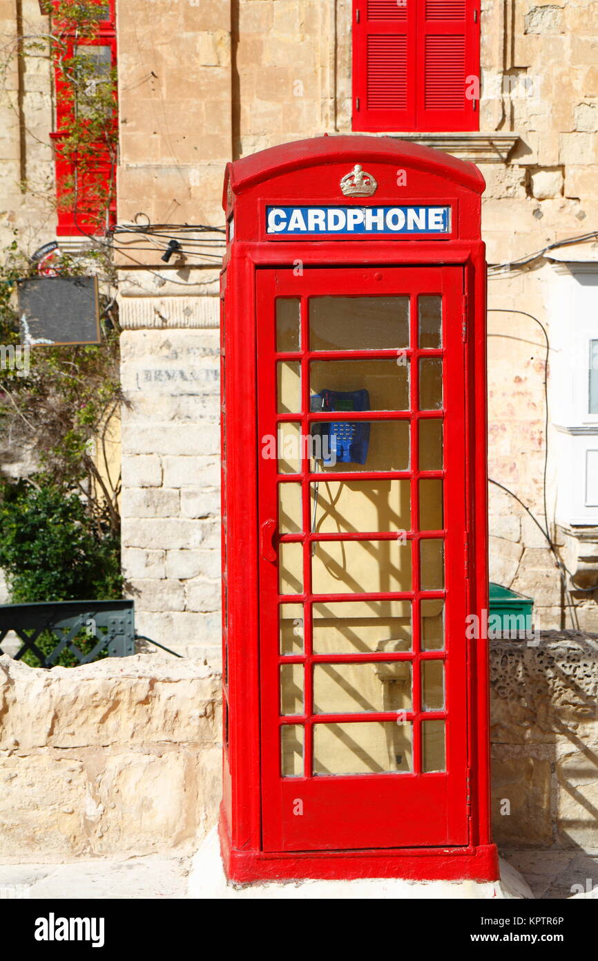 traditional english red phonebooth in valletta,malta Stock Photo - Alamy