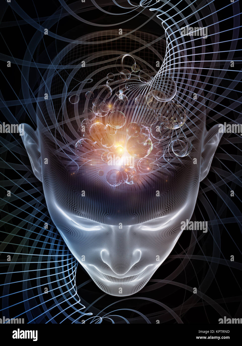 Insight In Mind series. Composition of human head rendering and ...