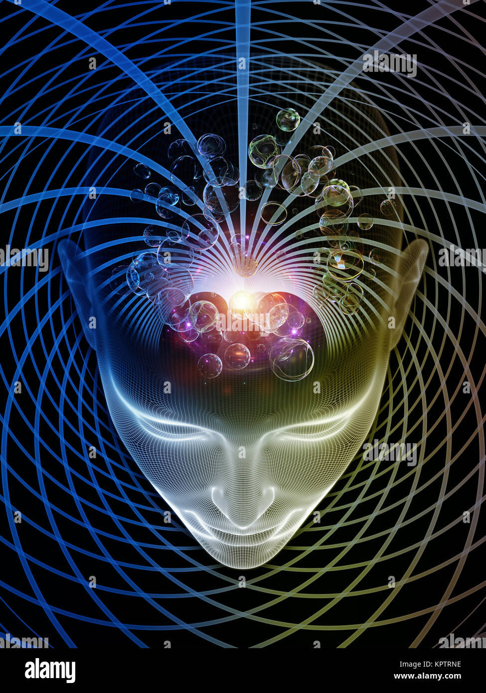 Insight In Mind series. Design composed of human head rendering and ...