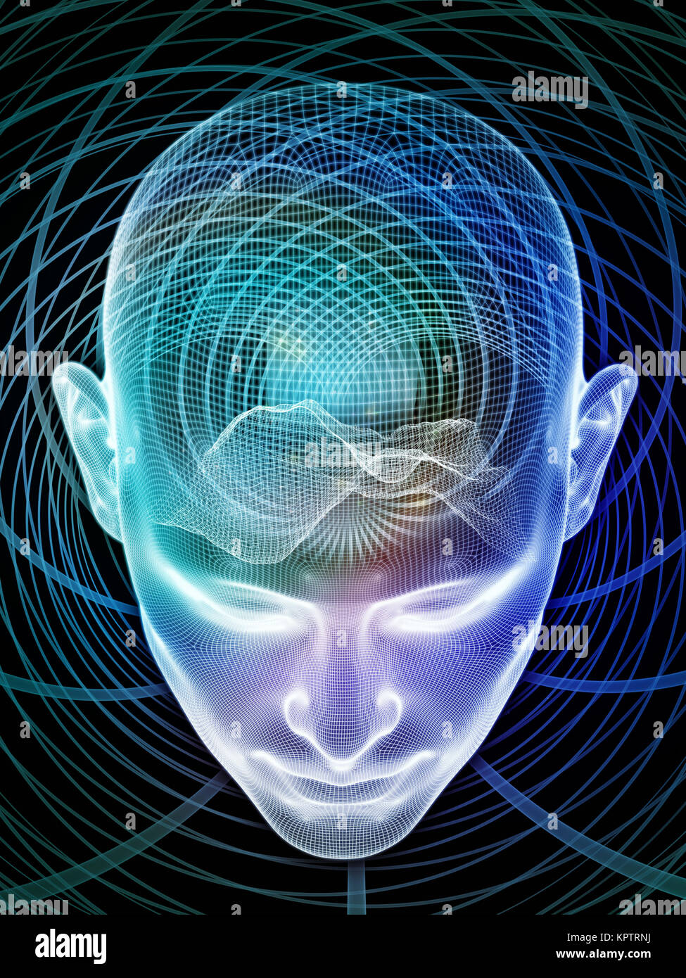 Insight In Mind series. Backdrop composed of human head rendering and ...