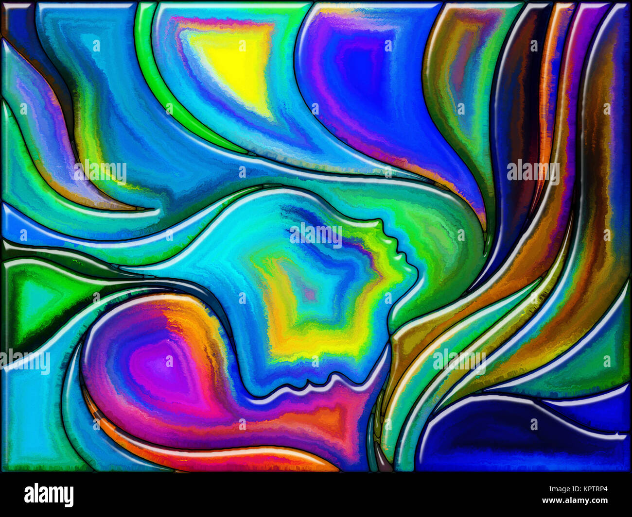 Geometry of Color series. Interplay of colorful stained glass pattern ...