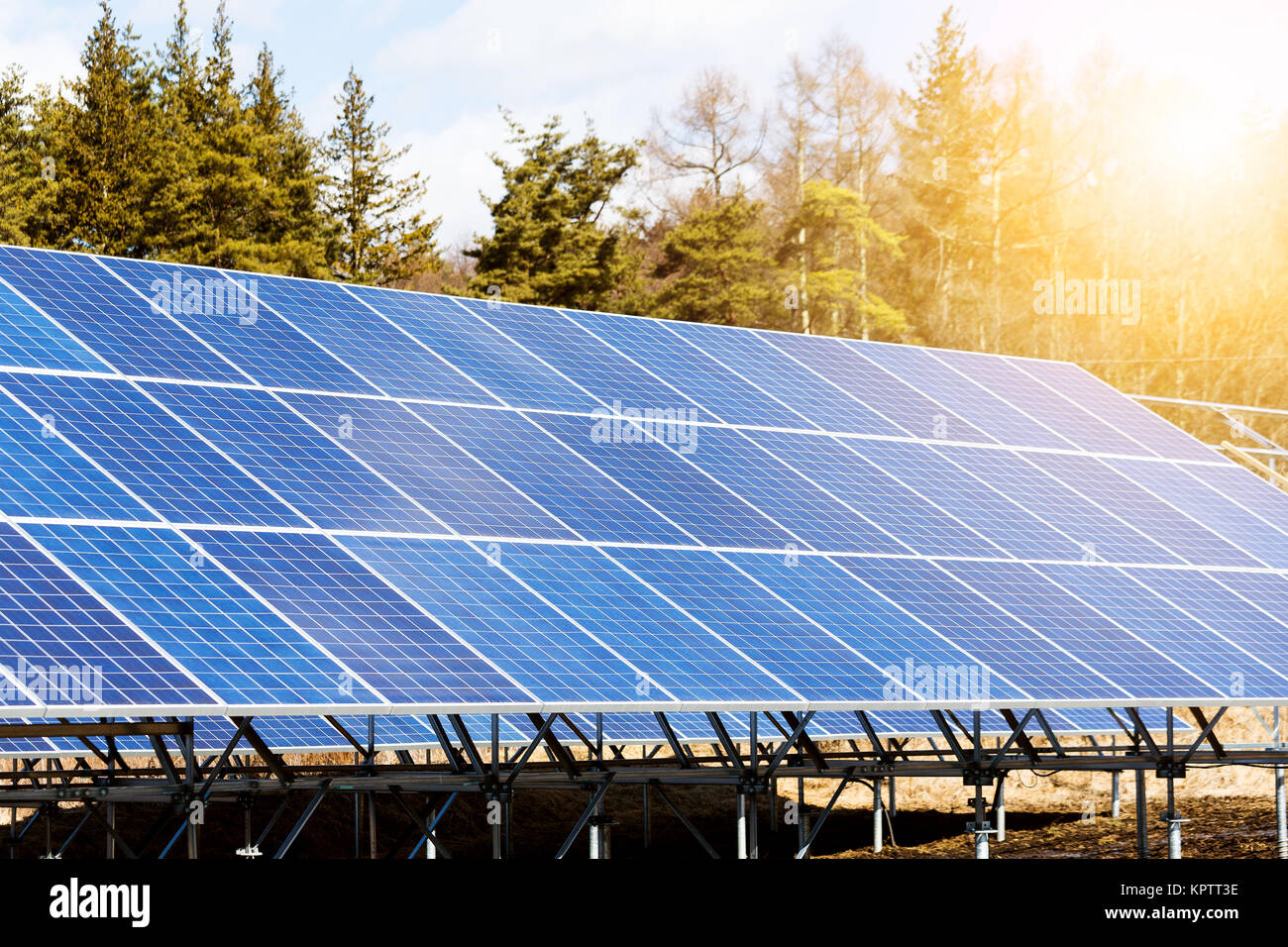 Solar panels plant in the countryside Stock Photo - Alamy