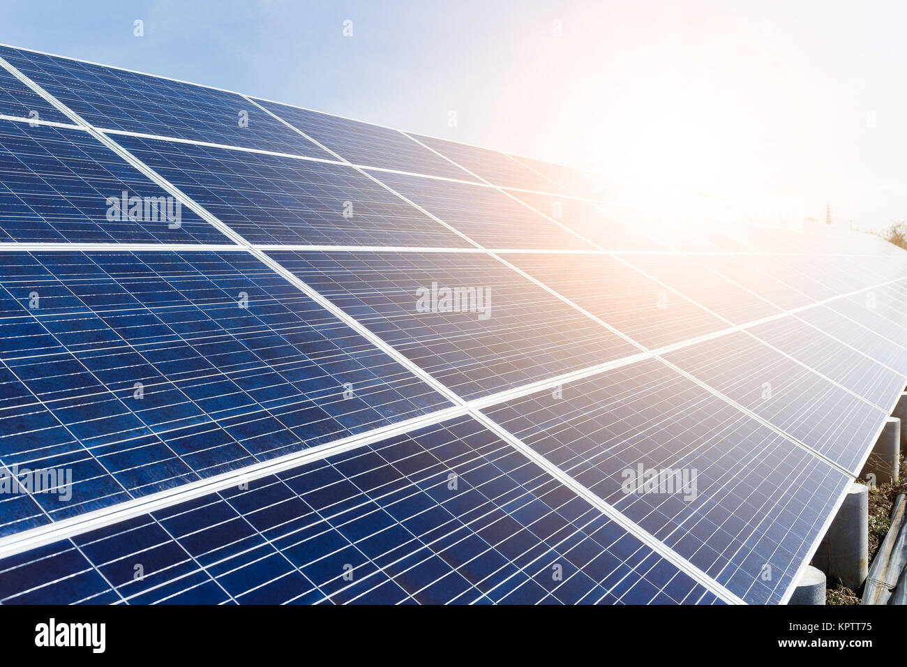 Solar panel with sunlight Stock Photo - Alamy