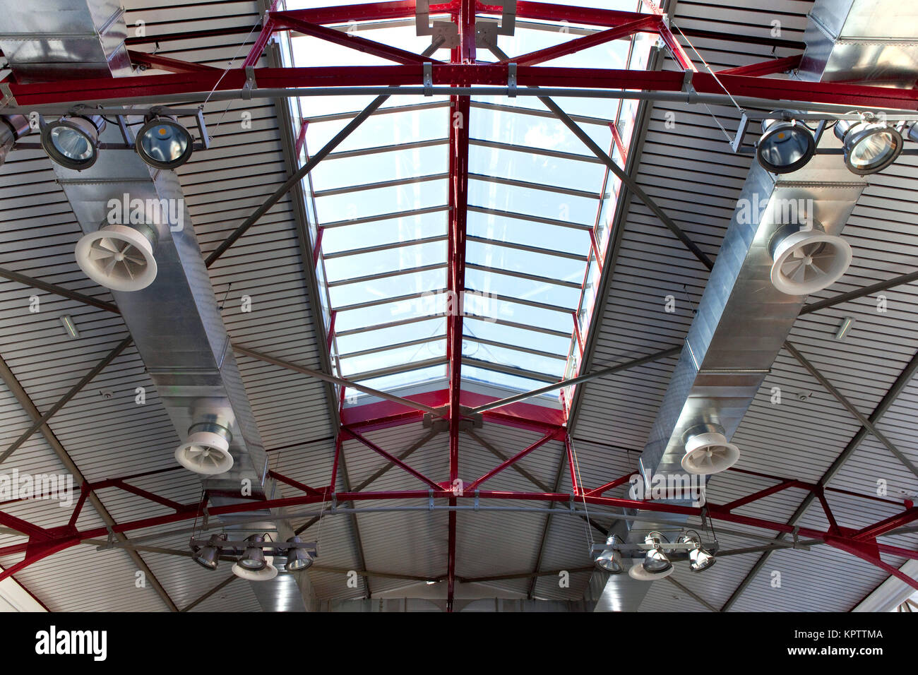 Ventilation and lighting on the ceiling of a modern building Stock ...