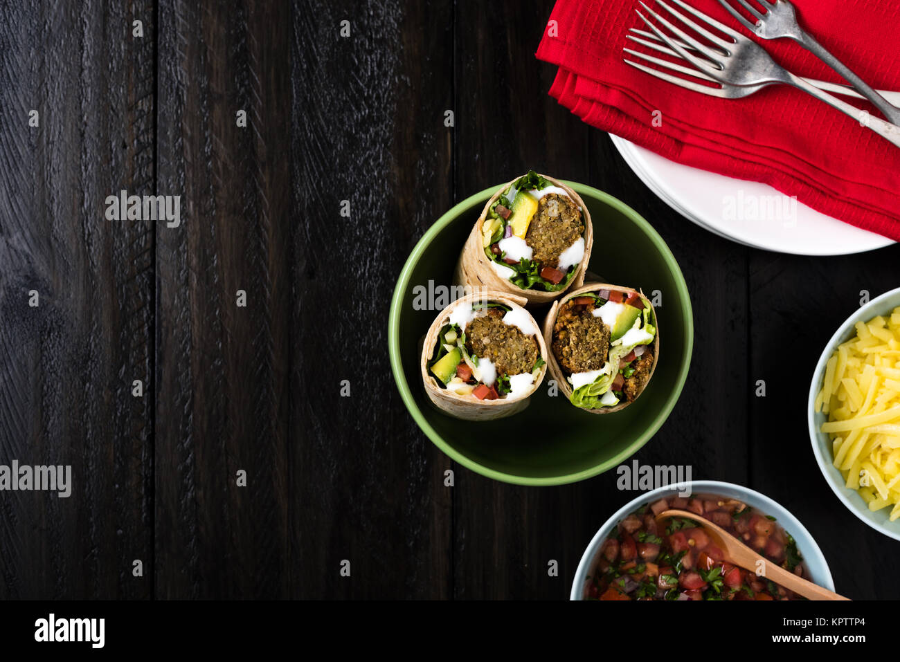 Vegetarian falafel wraps with avocado and cheese Stock Photo - Alamy