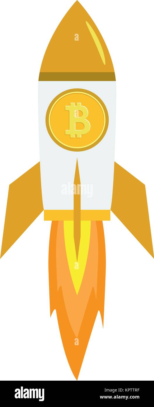 Bitcoin Rocket ship flying with success. Developement concept Stock ...