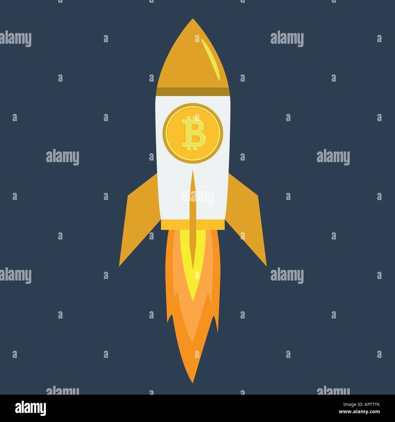 Bitcoin Rocket ship flying with success. Developement concept Stock ...