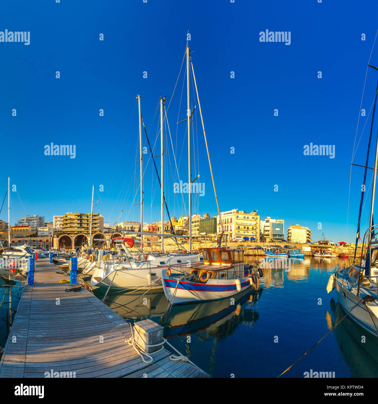 Old harbour of Heraklion, Crete, Greece Stock Photo - Alamy