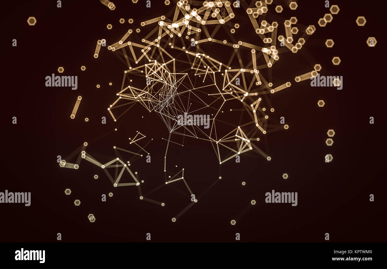 Abstract Polygonal Space Low Poly Dark Background With Connecting Dots And Lines Connection