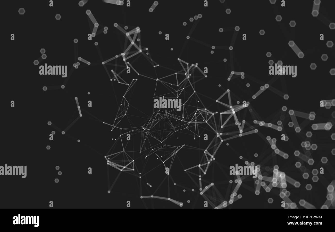 Abstract polygonal space low poly dark background with connecting dots and lines. Connection ...