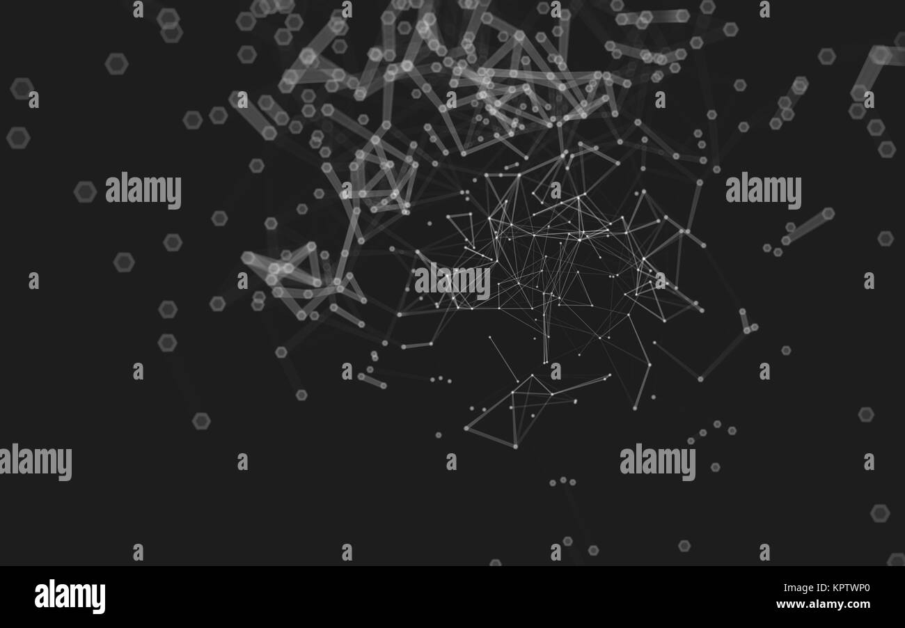 Abstract Polygonal Space Low Poly Dark Background With Connecting Dots And Lines Connection