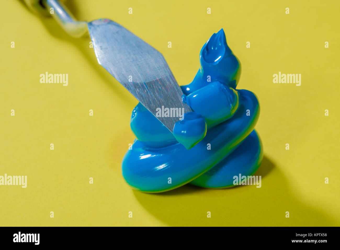 Cerulean Blue Oil Paint on Yellow Stock Photo - Alamy